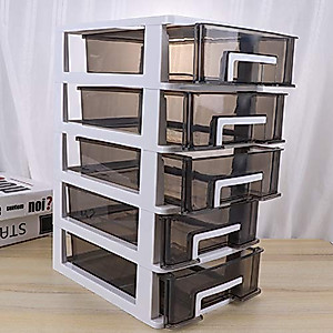DECHOUS Plastic Storage Drawer, 5- layer Storage Cabinet Plastic Drawer, Portable Storage Rack Organizer clear Drawer Organizers Makeup Organizer Makeup Drawer Clear Jewelry Organizer