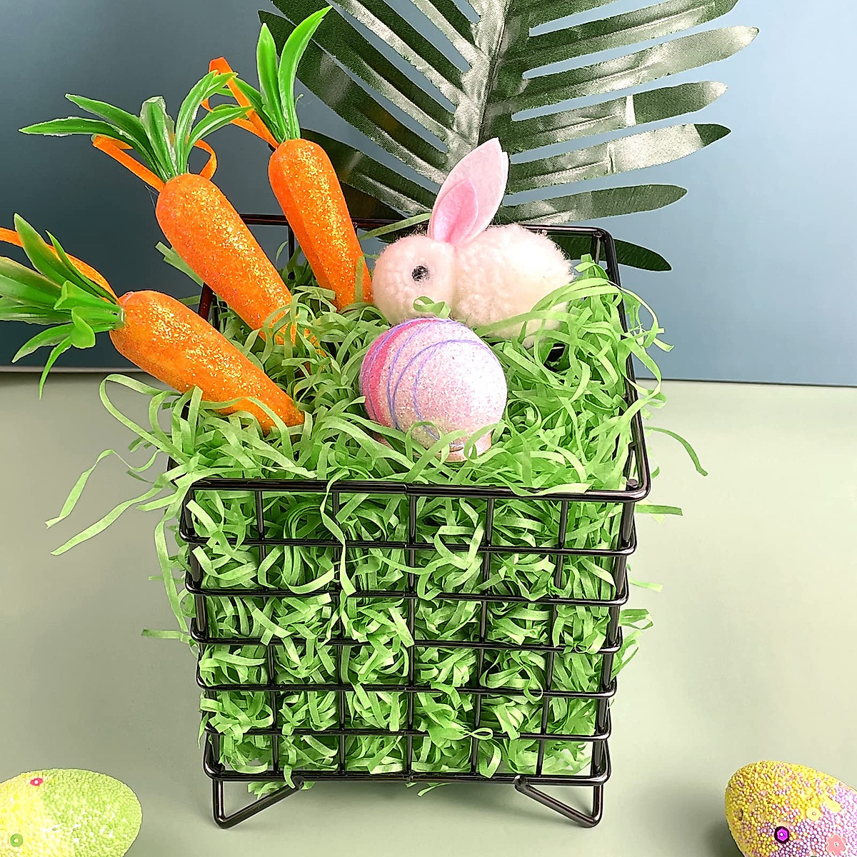 Asekonc 1/2 LB Super Large Pack Easter Green Grass Recyclable Paper Shred for Easter Basket Filler Creative Eggs Decor Filler Gift Wrapping & Basket Filling