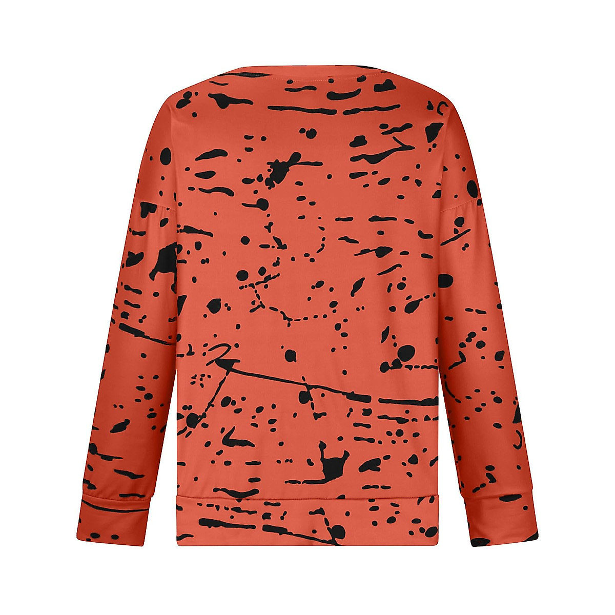 Lightning Deals of Today Women Long Sleeve Shirts 2023 Casual Crewneck Loose Fit Tops Fashion Print Plus Size Lightweight Fall Sweatshirts Orange M
