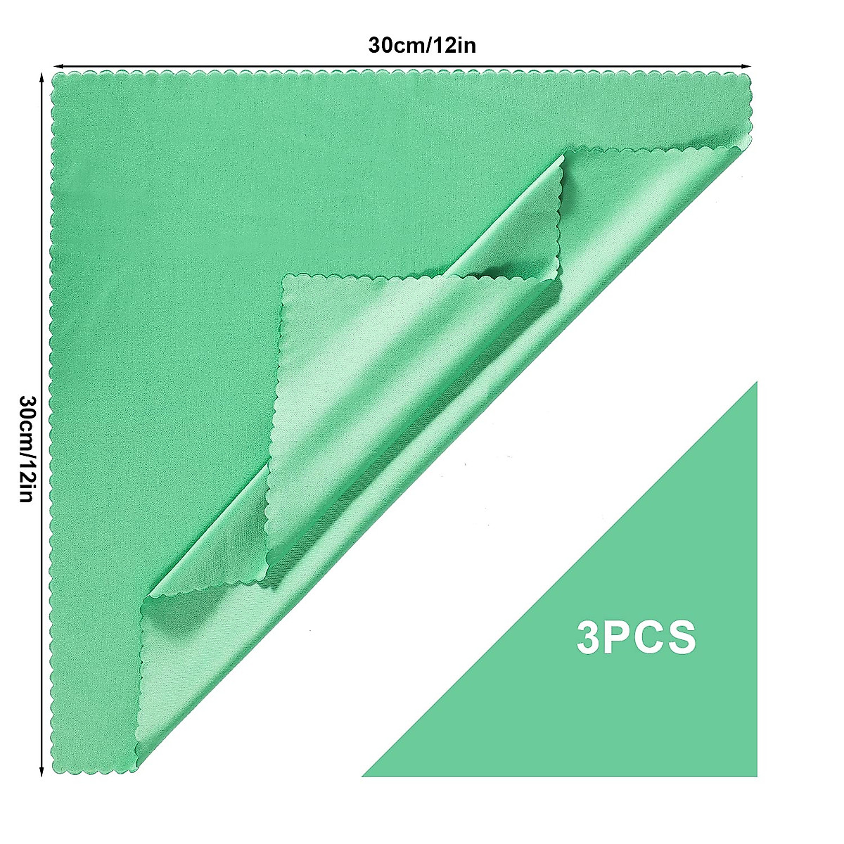 3pcs 12x12inch Instruments Cleaning Cloths, Universal Soft Microfiber Clean Cloths String Instrument Polishing Cloth for Guitar Violin Piano Brass Trumpet Sax Flute (Green)