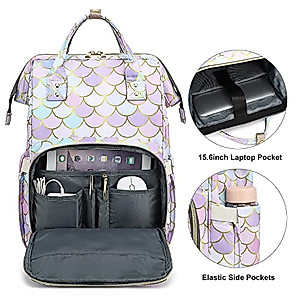 Yusudan Mermaid Laptop Backpack for Womens Girls, College Backpacks School Bag Bookbag 15.6 Inch Computer Backpack