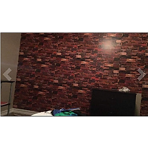 Yancorp 18" x 120" Brick Wallpaper Rust Red Peel and Stick Wallpaper Self Adhesive Fireplace Backdrop Kitchen Backsplash Wall Decor Stick on Wallpaper