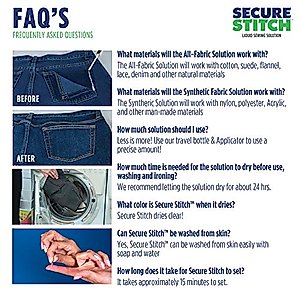 Secure Stitch Liquid Sewing Solution Kit! Fabric Glue That Quickly Mends, Alters, Hems & Embellishes Without a Needle and Thread! Includes: 4oz.Fabric Solution & 2oz All Fabric Solution