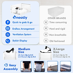 24 Pack Medium Shoe Organizer Shoe Storage Box for Closet, Shoe Boxes Clear Plastic Stackable, Sneaker Storage Shoe Containers Shoe Box Storage Containers, Clear Shoe Boxes Stackable Storage Bins