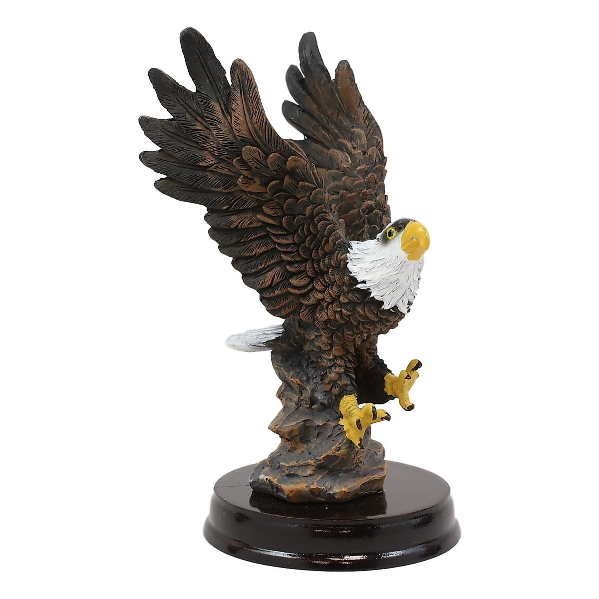 Ebros American Pride Swooping Bald Eagle with Spread Out Wings by Rocky Cliff Statue On Black Trophy Base 5.25" Tall USA Patriotic National Emblem Independence Day American Home Decor Figurine