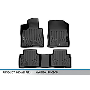 SMARTLINER All Weather Custom Fit Black 2 Row Floor Mat Liner Set Compatible with 2022-2023 Hyundai Tucson