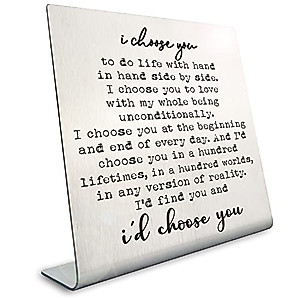 I Choose You Marriage Sign, Wedding Anniversary Presents Gift for Wife, Him, Husband, Groom, Bride, Engagement Anniversary Valentines Day Gifts Sign for Desk Table Counter Shelf Decoration