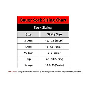 Bauer Hockey Performance Skate Sock ('21), Tall (Small), Black , 1059308