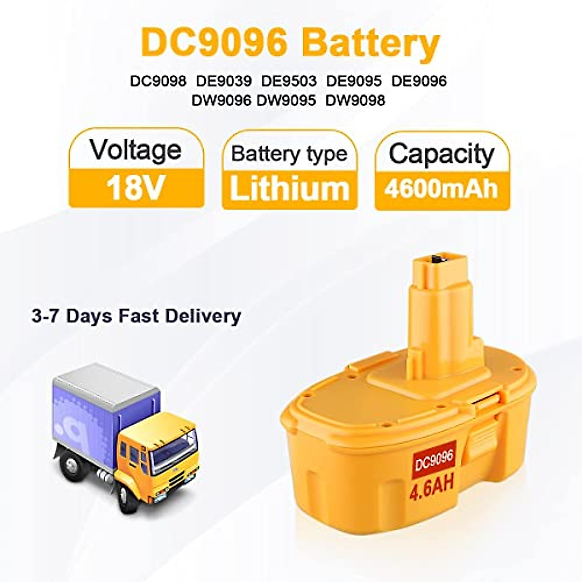 SHGEEN 【2023 Upgraded 4600mAh 】 2Pack DC9096 Ni-MH Replacement for Dewalt 18V Battery XRP DC9096 DC9098 DC9099 DW9095 DW9096 DW9098 DE9039