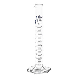 EISCO Graduated Cylinder, 10ml - Class A Tolerance ±0.10ml - Hexagonal Base - Blue Graduations - Borosilicate 3.3 Glass