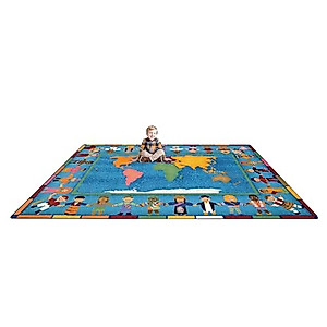 Joy Carpets Hands Around The World Area Rug in Color Multi, 5'4" x 7'8"