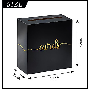 SietDESEO Black and Gold Card Box for Party Envelope Box Money Card Box Gift Card Box Holder for Wedding Reception Baby Shower Birthday Card Box