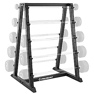 Philosophy Gym 10-Bar Fixed Barbell Weight Rack - Heavy-Duty Storage Holder for Straight & EZ Curl Pre-Weighted Bars