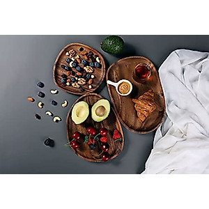 Top Plaza Walnut Wood Serving Tray Plates for Snacks Bread Fruit Wood Storage Irregular Wooden Platters Dinner Dish Wood Art Decors for Kitchen Counter Living Room Party Housewarming Gifts #2