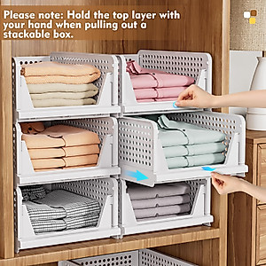SNSLXH 5 Pack Stackable Closet Organizer Box, Multifunctional & Foldable Closet Storage Basket for Bathroom Kitchen Laundry Room Wardrobe Storage, Space-Saving Clothes Storage Drawer Organizer, White