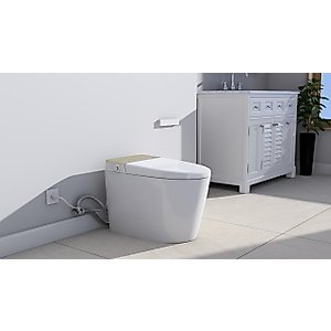 WIIS' IDEA Smart Toilet, Elongated One Piece Bidet Toilet with Bidet Built In, Tankless Smart Bidet Toilet with Auto Open Close, Auto Flush, Foot Sensor, Heated Bidet Seat, LED Display, Night Light