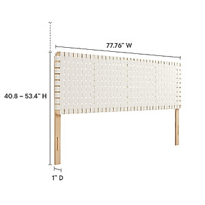 Modway Sparta Vegan Leather Weave King Headboard in Natural Beige Faux Leather King Headboard Only, Height Adjustable Headboard, Freestanding Headboard for Primary Bedroom or Guest Room