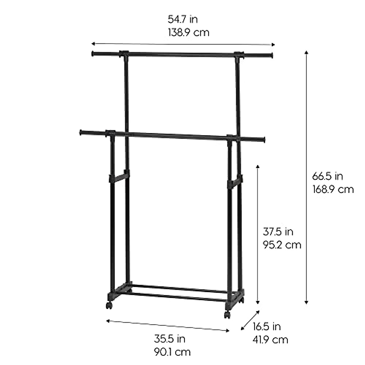 IRIS USA Adjustable and Extendable Double-Rod Clothes Garment Rack