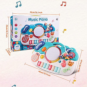 TWFRIC Baby Piano Toys 6 in 1 Toddler Piano Keyboard Drum Set 6 to 12-18 Months Toddlers Music Toy Early Education Musical Learning Toys Gift for 1 2 3 Years Old Kids Girls Boys