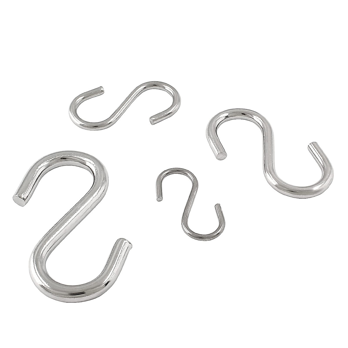 HARSKIYER 12pcs 304 Stainless Steel S Hooks, 0.12'' / 3mm Metal S Shaped Hooks Heavy Duty Hangers Hanging Hooks for Hanging Pots Plants Cups Clothes Keys Caps