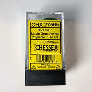Chessex Borealis Maple Green/Yellow Polyhedral 7-Die Set