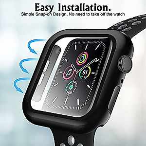 Arae Watch Case 2 Packs Compatible for Apple Watch Series 6 5 4 SE 40mm for Women Men with Tempered Glass Screen Protector - Clear/Transparent