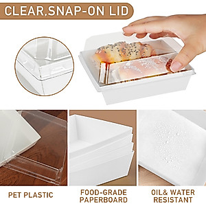 LotFancy Paper Charcuterie Boxes with Clear Lids, 50 Pack, 5 Inch Square Disposable To Go Food Containers, White Bakery Boxes for Sandwiches, Fruit, Strawberries, Sushi, Mini Cakes, Cookies
