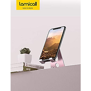 Adjustable Cell Phone Stand - Lamicall Phone Desk Holder, Cradle, Dock, Compatible with iPhone 12 Mini 11 Pro Xs Max XR X 8 7 6 Plus SE Charging, Desktop Accessories - Rose Gold