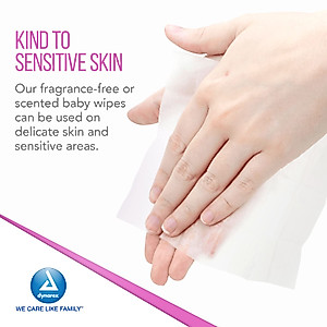 Dynarex Baby Wipes - Non-Alcohol Wipes for Babies with Lanolin & Aloe to Moisturize Skin - Resealable Soft Pack - Unscented - 5x7", 80 Wet Wipes per Pack, 24 per Case