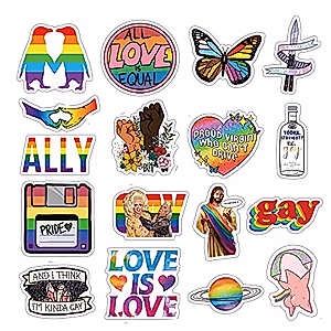 Gay Pride Stickers,50 PCS Gay Love Stickers,Rainbow Stripe Stickers for LGBT,Bright Technicolor Vinyl Waterproof Stickers for Laptop,Water Bottles,Luggage,Computer,Cellphone,Skateboard,Guitar,Flag