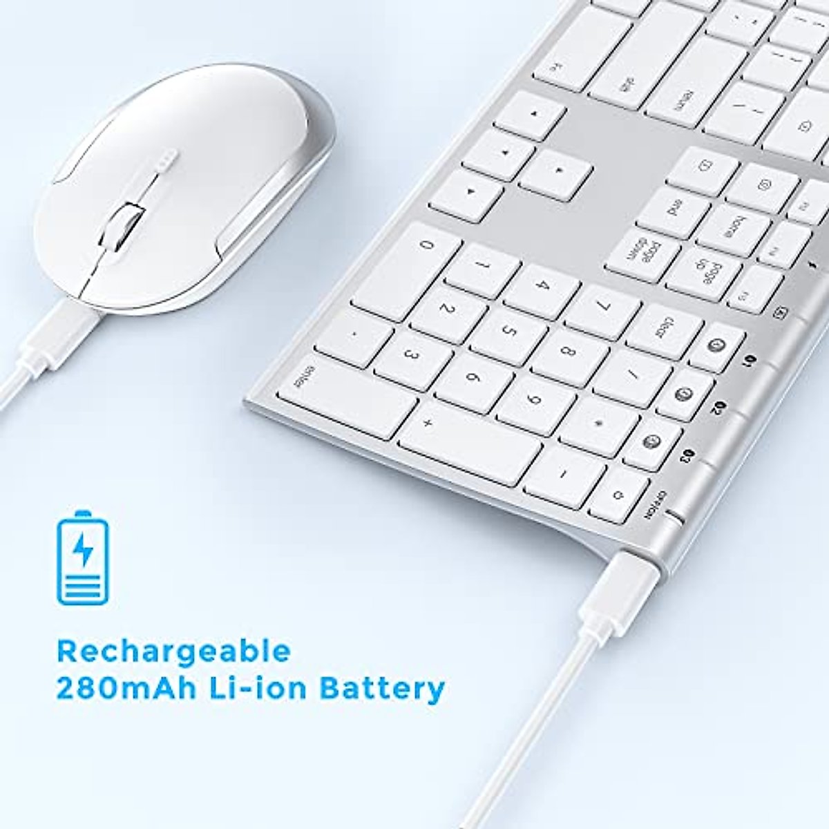Bluetooth Keyboard Mouse for Mac OS, Ultra Slim Rechargeable Multi-Device Wireless Keyboard Mouse Combo for iMac, MacBook Pro, MacBook Air, iPad