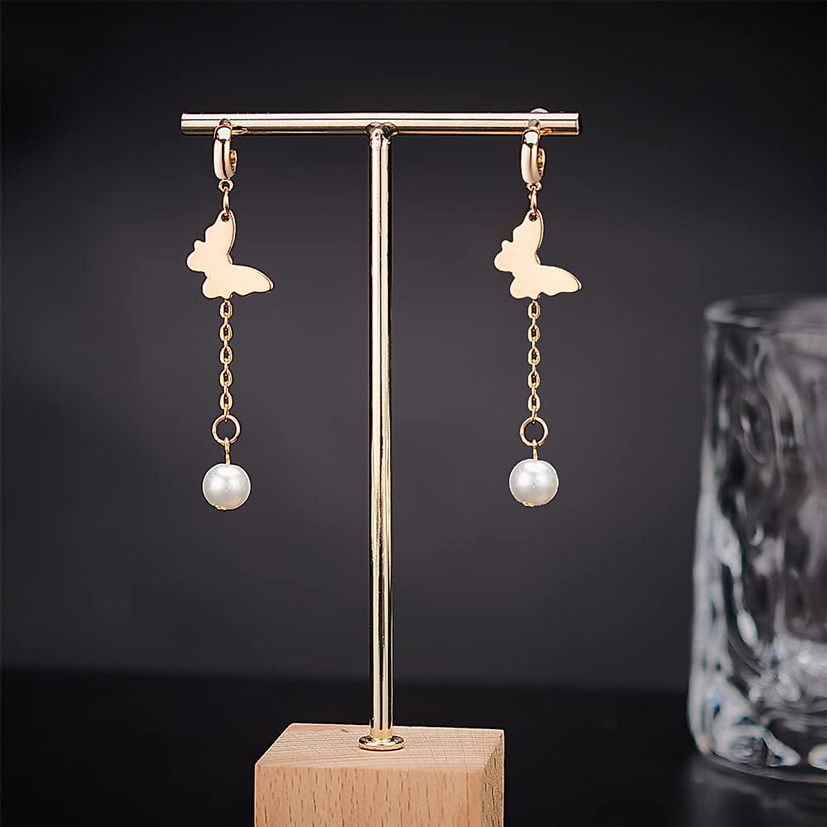 BENECREAT 16Pcs Real 18K Gold Plated Stud Earring Findings, Brass Half Hoop Earring Hook with Vertical Loops, 40Pcs Plastic Ear Nuts for Mother's Jewelry Earring Gift Making