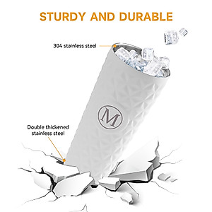 MEFELAY Initial Tumbler with Lid and Straw, 24oz Initial Stainless Steel Insulated Cup, travel coffee mug, Personalized Christmas Birthday Gifts for Women(letter M)