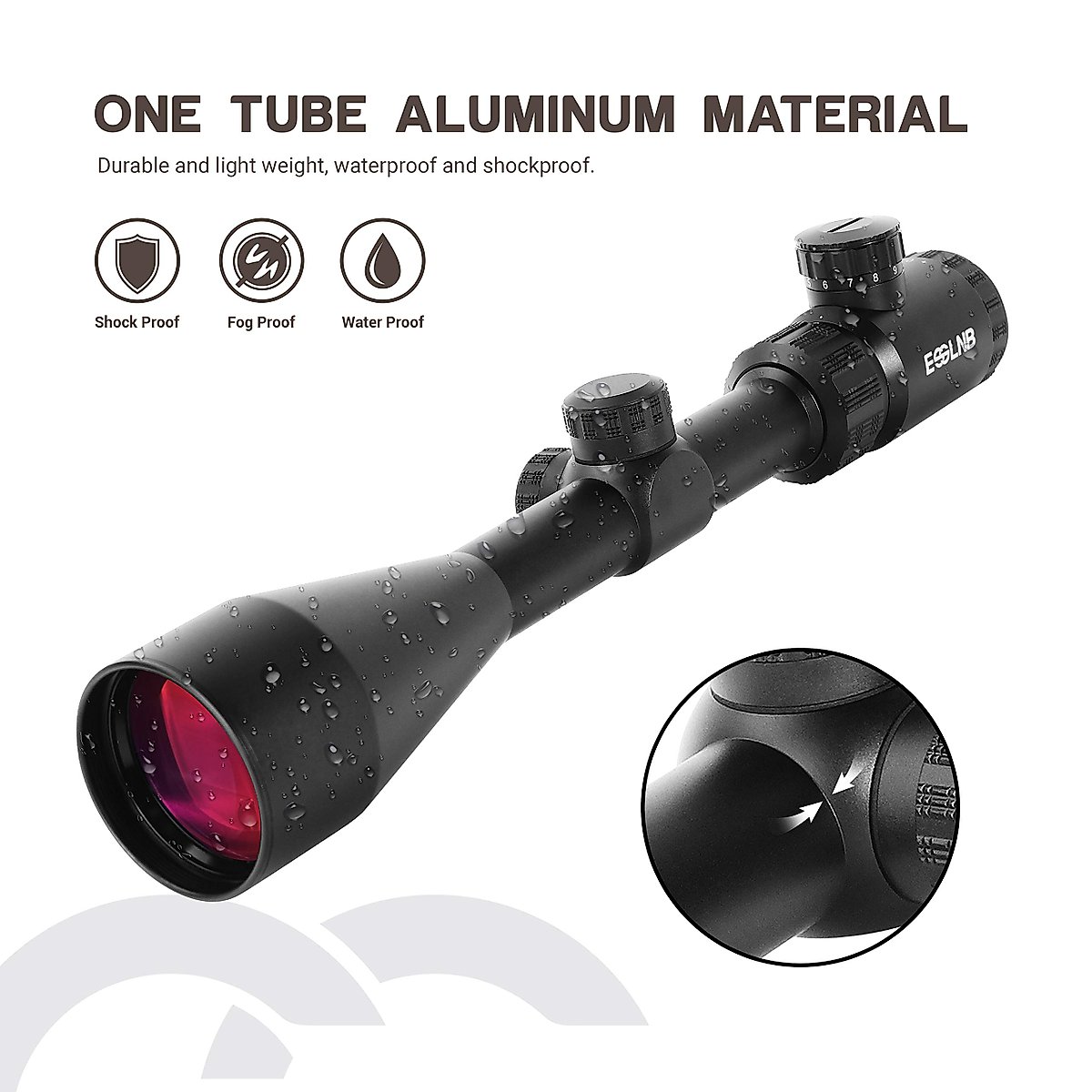 ESSLNB 3-9x50mm Airsoft Scope with Red Dot Illuminated Crosshair Reticle Riflescopes for Hunting&Shooting with Locking/Hold Zero Turrets and 2 Free Mount Rings