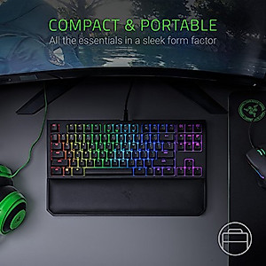 RAZER BLACKWIDOW TOURNAMENT EDITION CHROMA V2: Esports Gaming Keyboard - Ergonomic Wrist Rest - Tenkeyless Design - Razer Green Mechanical Switches (Tactile and Clicky) (Renewed)
