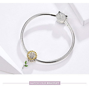 Sunflower Charm Fit Pandora Charms Bracelet and Necklace You Are My Sunshine Charm Gifts for Women Sparkling AAA Zircon Paved