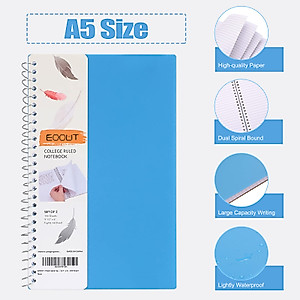 EOOUT 2 Pack Spiral Notebook, 6 x 9.5 Inches, Plastic Cover Lined Spiral Notebooks 50 Sheets, College Ruled Spiral Journal for Work School and Gifts