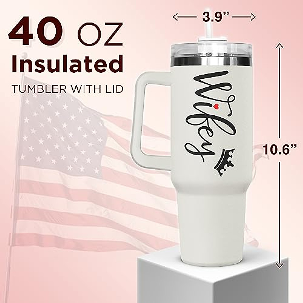 WISSBY Gifts for Wife - Wife Gifts from Husband - Birthday Gifts for Wife from Husband - Romantic Gift for Her, Wife - Gifts for Her Anniversary, Wife Birthday Gifts Ideas - 40Oz Tumbler with Handle