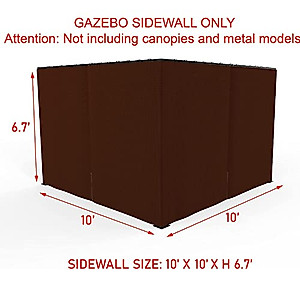 COZYVIDA Gazebo Universal Replacement Privacy Curtains 4-Panels sidewall with Zipper (ONLY Curtain) (10' x 10', Coffee)
