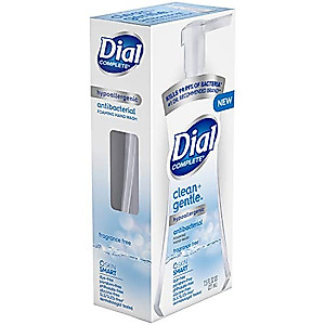 Dial Complete Clean + Gentle Antibacterial Foaming Hand Wash, Fragrance Free, 7.5 fl oz, 8 Count Case