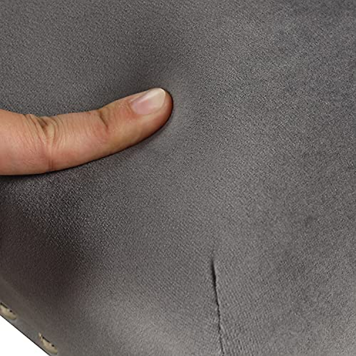 Homsof 7-Piece Set with 1 Faux Marble Dining Rectangular Table and 6 Upholstered-Seat Chairs, Gray+White 3