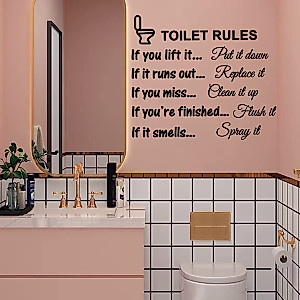 NC Home Stickers Toilet Rules Bathroom Decals Wall Quotes Vinyl Stickers Wall Art Decor for Bathroom Large Wall Sticker Home Decorations.