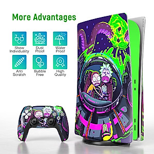 TESSGO PS 5 Skin Disc Edition Anime Console and Controller Vinyl Sticker, Durable, Scratch Resistant, No Bubble, Precisely Line Up, Compatible with Play S tation 5