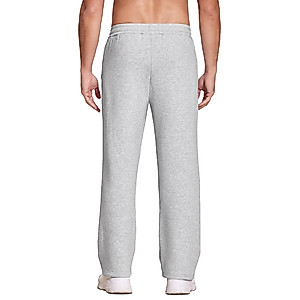 Deyeek Mens Grey Sweat Pants Thick Open Bottom Sweatpants for Men Baggy Straight Leg Joggers Winter Fleece Pants with Pockets