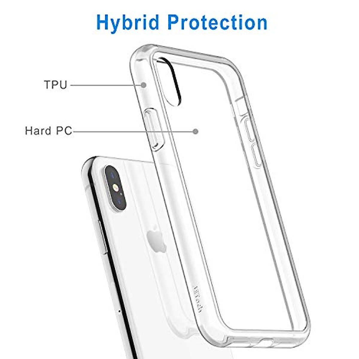 JETech Case for iPhone Xs Max 6.5-Inch, Non-Yellowing Shockproof Phone Bumper Cover, Anti-Scratch Clear Back (Clear)