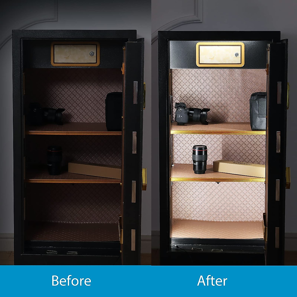 Litever LED Safe Lighting Kit. Door Control Activated. 6 pcs Slim 12 inch Light Bars. Linkable Extendable Plug-in for Gun Safe, Closet, Showcase, in-Cabinet Under Counter Pantry. Daylight 5000K