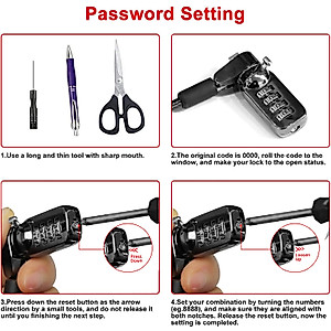 Computer Laptop Cable Lock • Slot Plate 6.23ft Cable • Security Computer Combination Lock • 4 Digital Password Protection Cable • Anti Theft Lock and Notebook Other Device