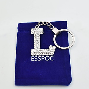 ESSPOC Initial Letter Keychain/Crystals Keyrings A-Z Letter Keychain For Car/Alphabet KeyRings For Women