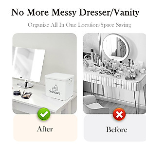 Xbopetda Skincare Organizers, 2-Tier Bathroom Counter Organizer, Metal Makeup Organizer for Vanity, Cosmetic Skincare Storage Box with Removable Tray, Ideal for Bedroom, Vanity & Bathroom - White