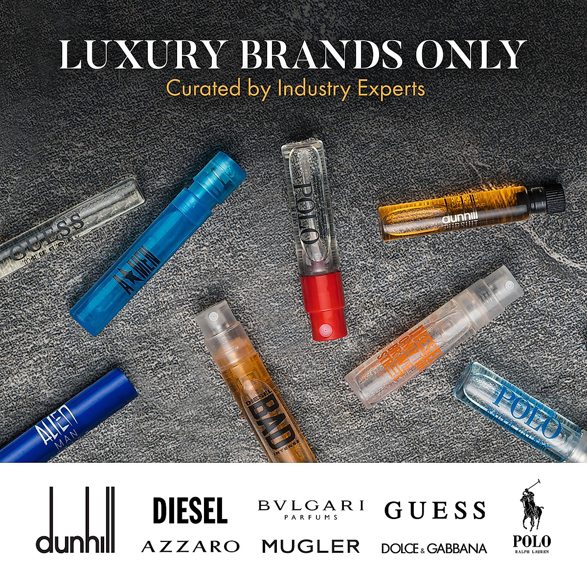 Infinite Scents Men's Cologne Sampler Set: 6 Designer Fragrances + Pocket-Sized Pouch - Travel-Size Cologne Sample Pack Gift Set